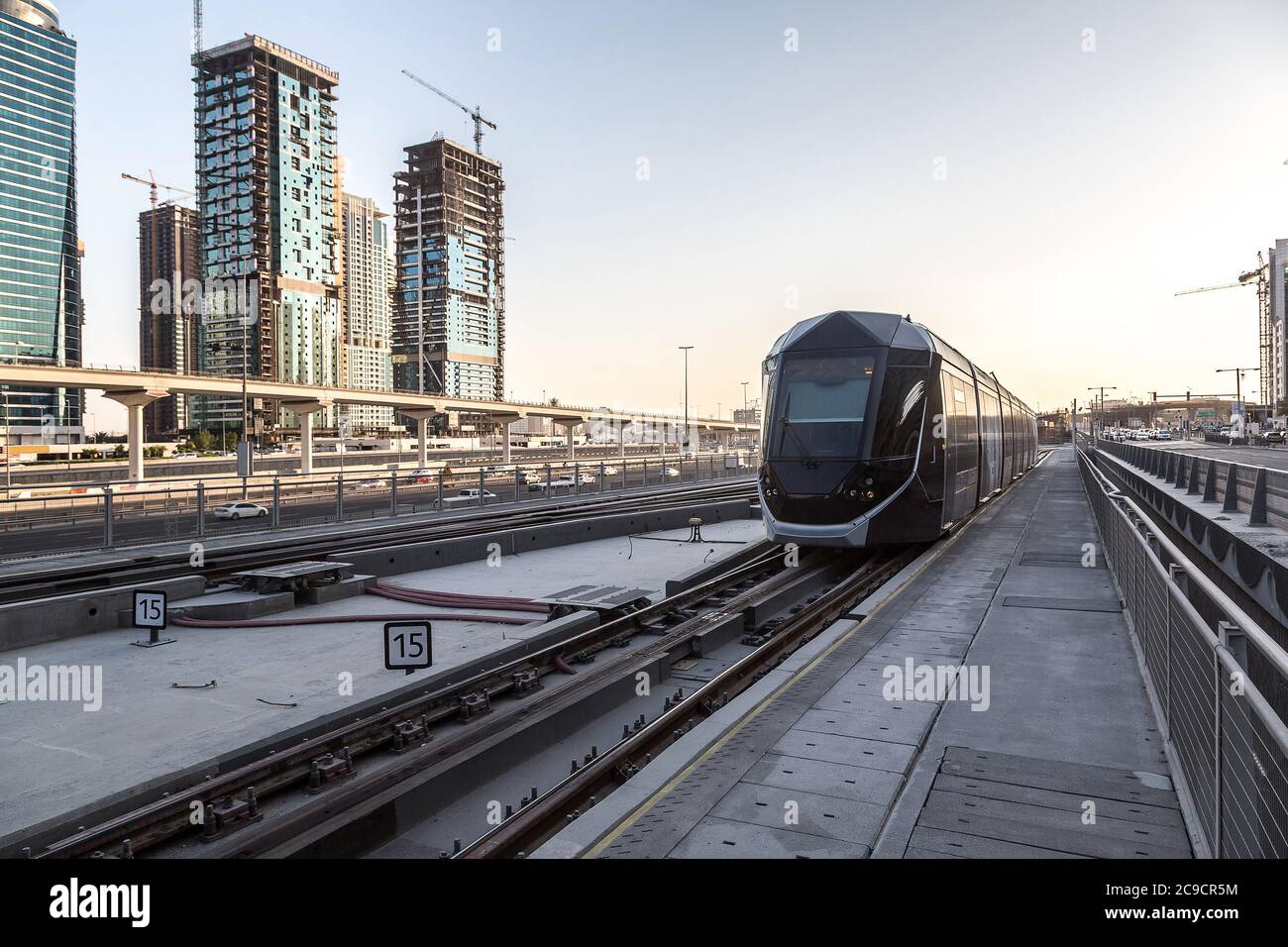 New modern tram in Dubai, United Arab Emirates Stock Photo - Alamy