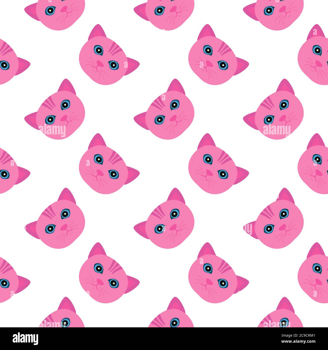 Pink cat ,seamless pattern on white background Stock Vector Image & Art ...