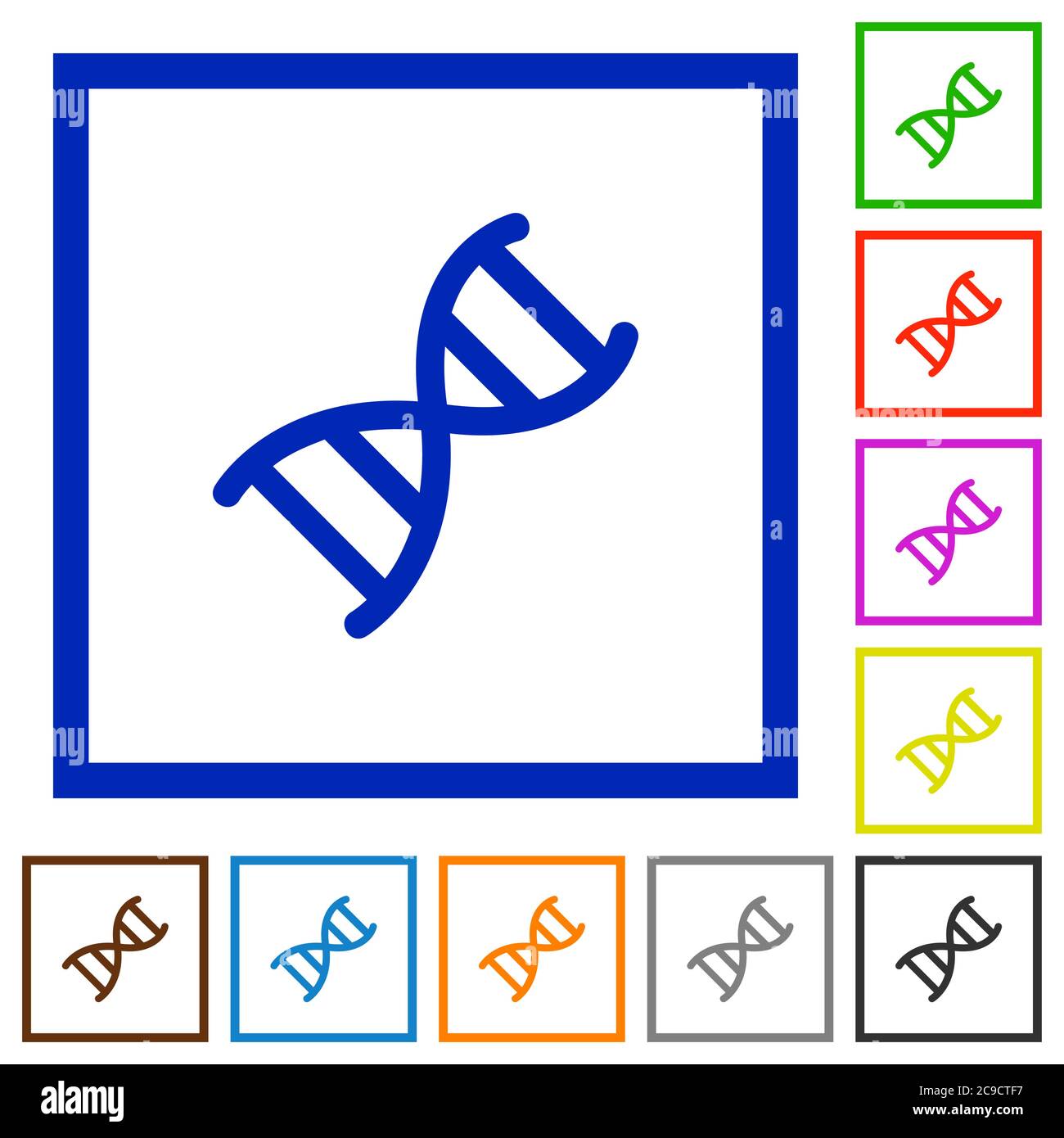 DNA molecule flat color icons in square frames on white background ...