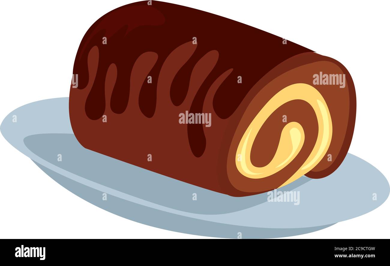 Chocolate roll, illustration, vector on white background Stock Vector ...