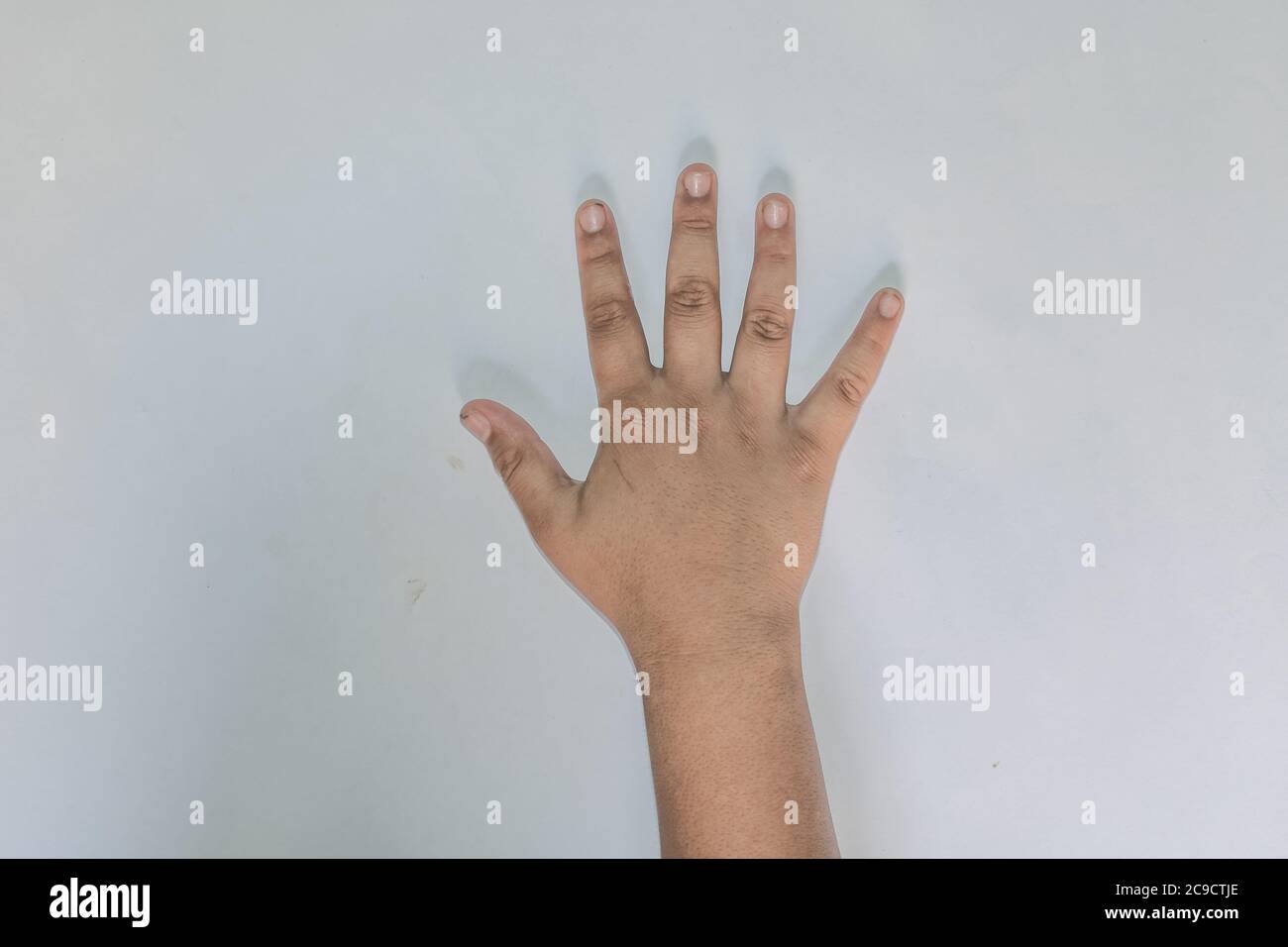 Signs Of Five. Emoji Style Hands Picture on White Background Stock ...