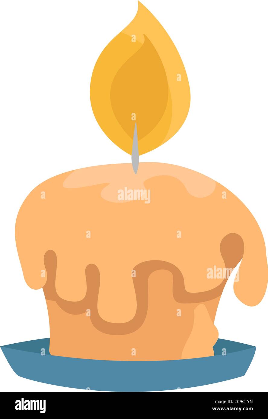 Yellow burning candle, illustration, vector on white background Stock ...
