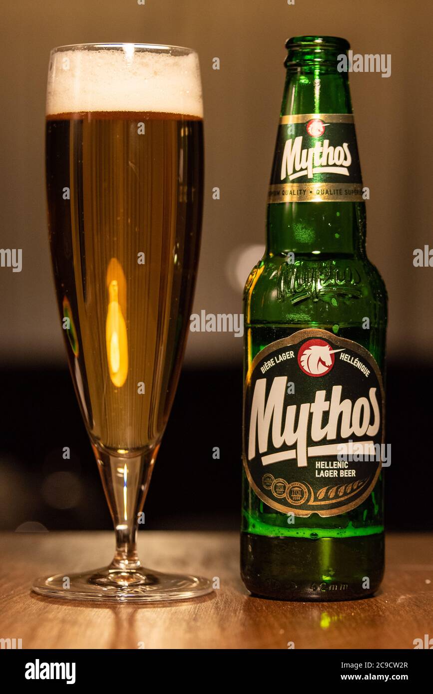 Ankara, Turkey - May 11, 2020: Bottle of Mythos, the most popular ...