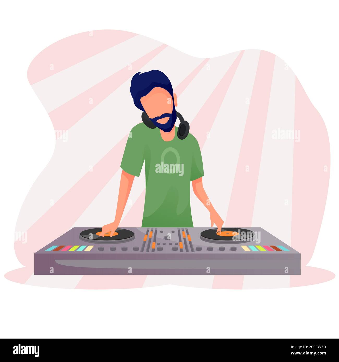 A man is DJing with both hands, music and nightlife, illustration Stock ...