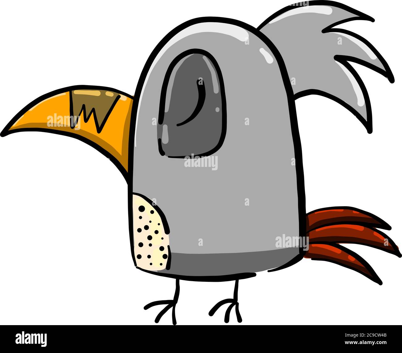 Grey bird, illustration, vector on white background Stock Vector Image ...