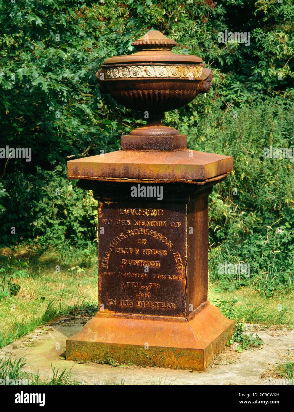 Victorian iron memorial, in shape of an urn, dedicated to Francis ...
