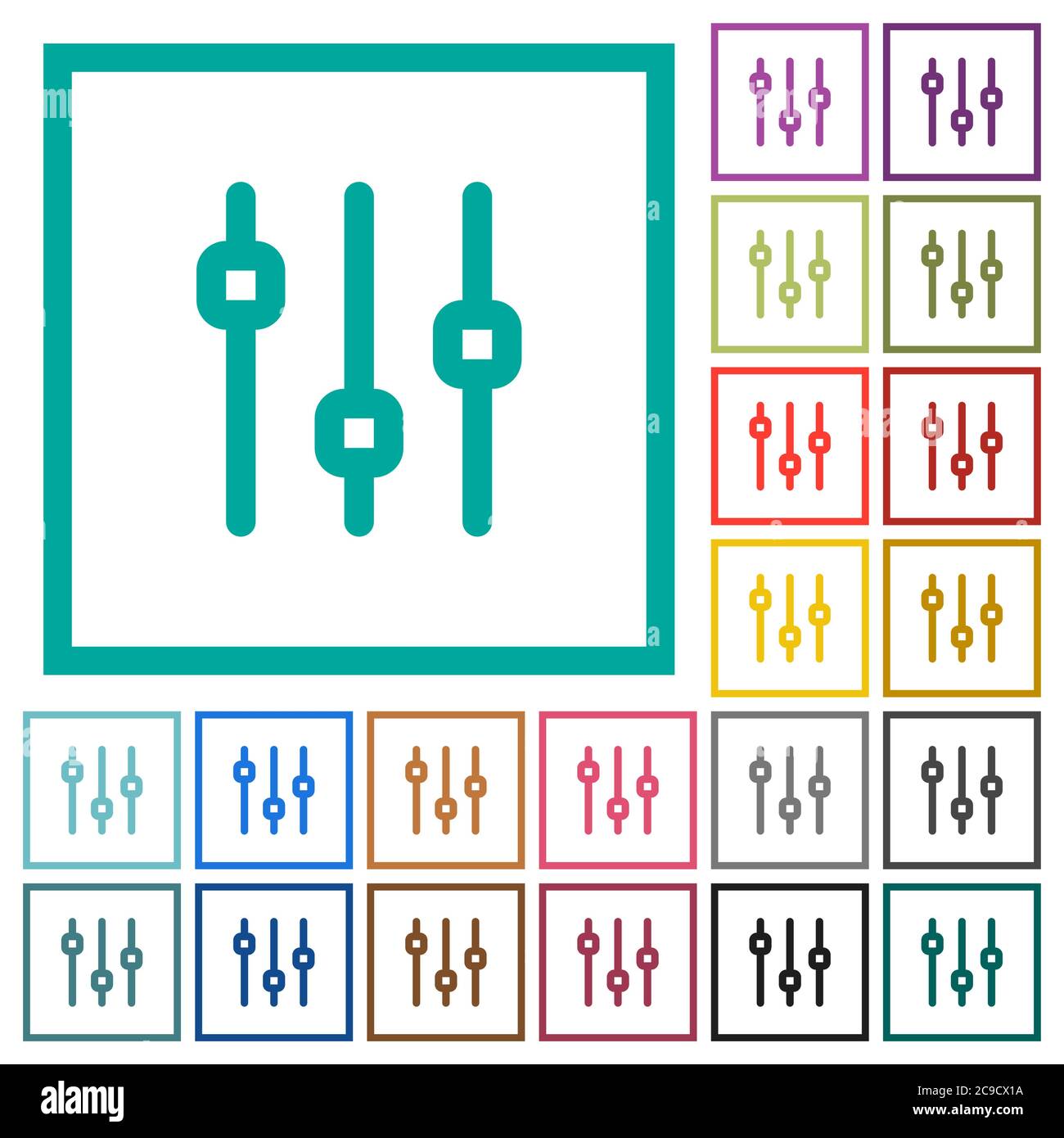 Vertical Adjustment Flat Color Icons With Quadrant Frames On White Background Stock Vector Image