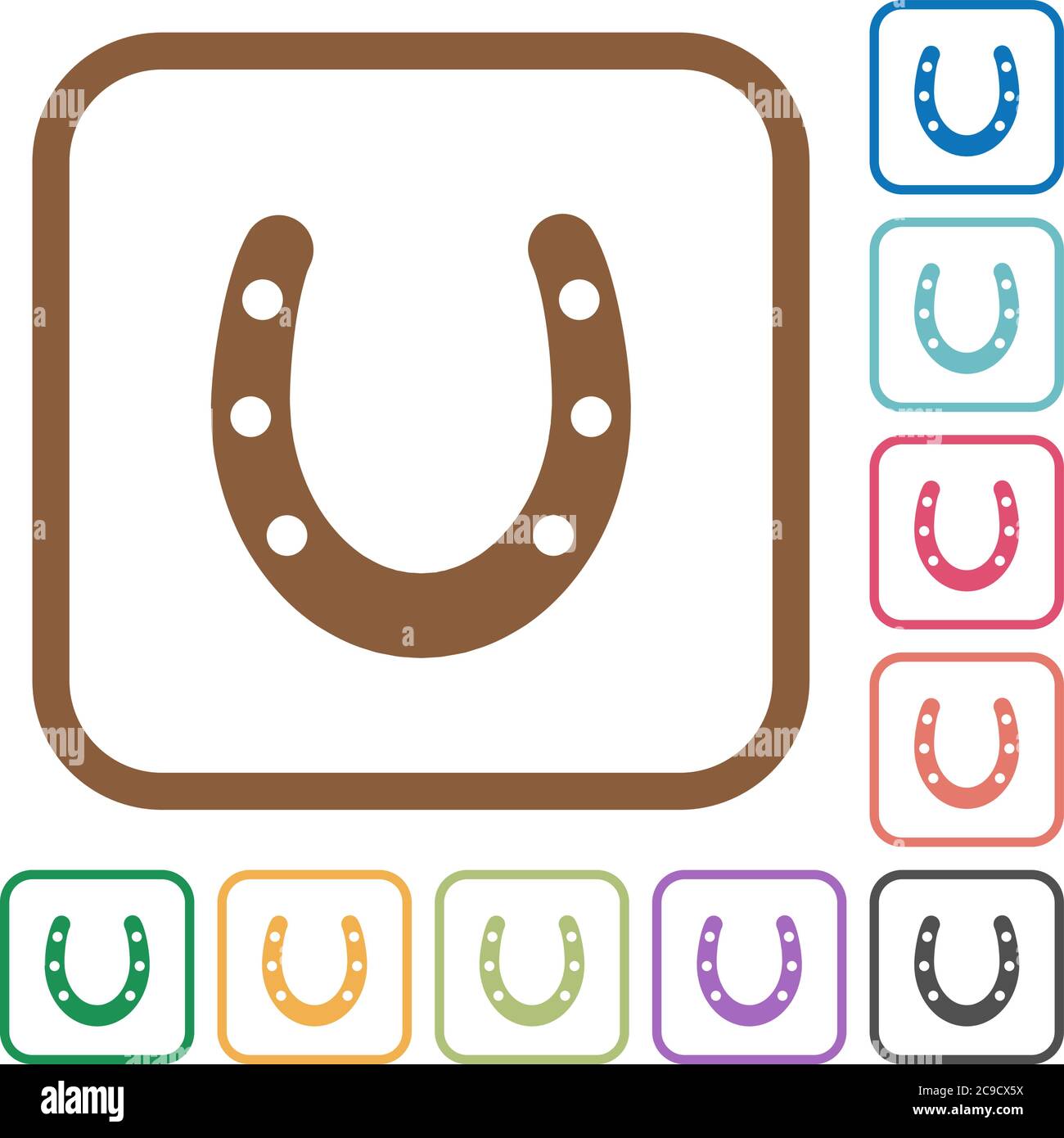 Horseshoe simple icons in color rounded square frames on white background Stock Vector Image ...