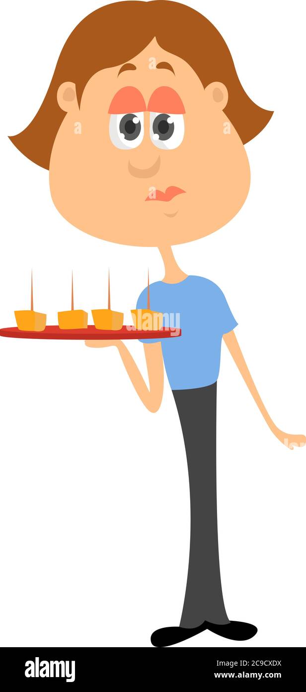 Woman with cheese, illustration, vector on white background Stock ...
