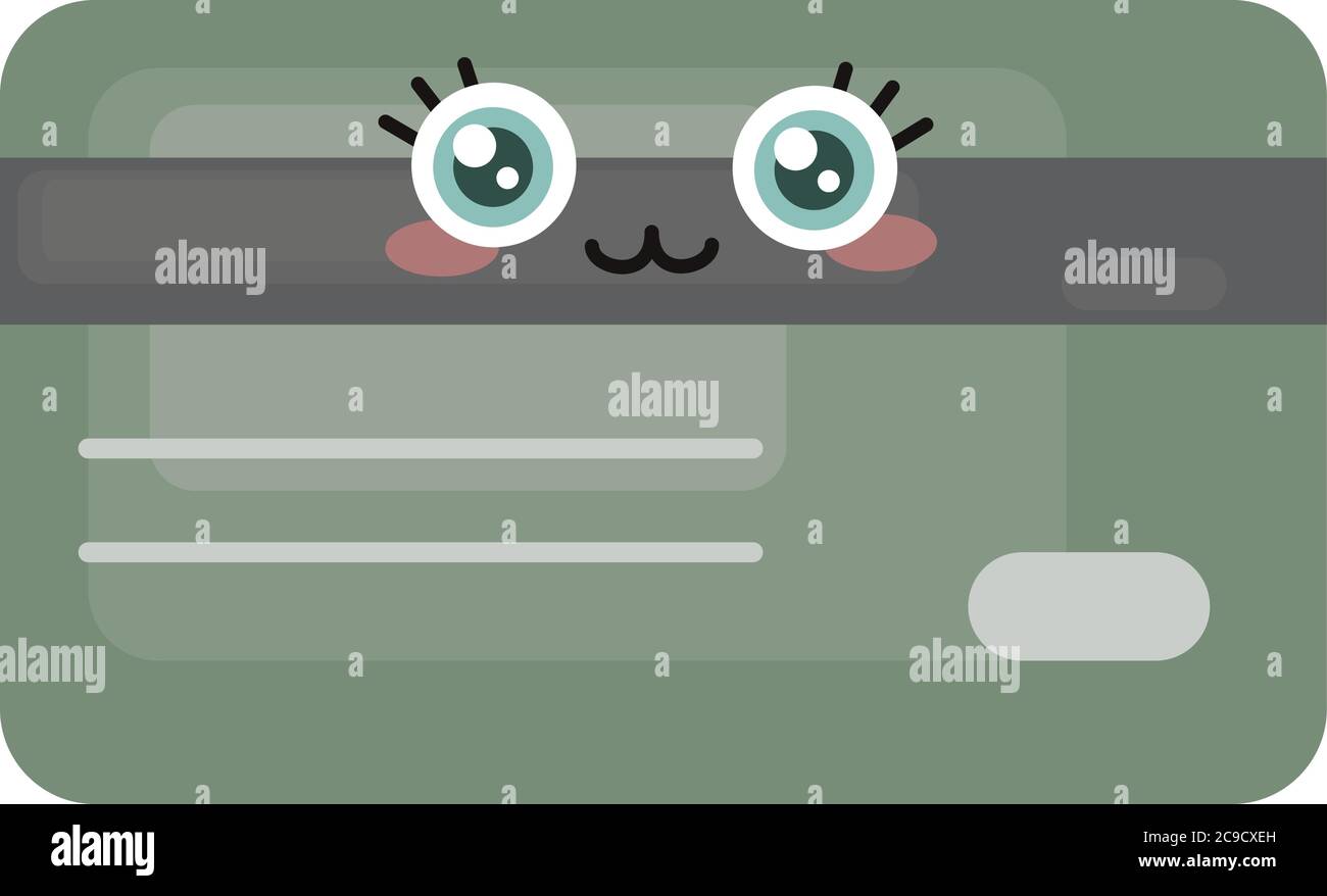 Very cute green credit card, illustration, vector on white background ...