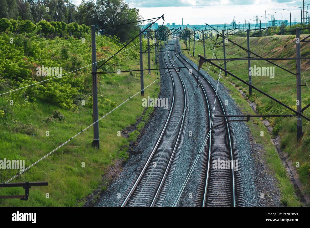 railroad tracks. two railway tracks. railroad tracks Stock Photo - Alamy