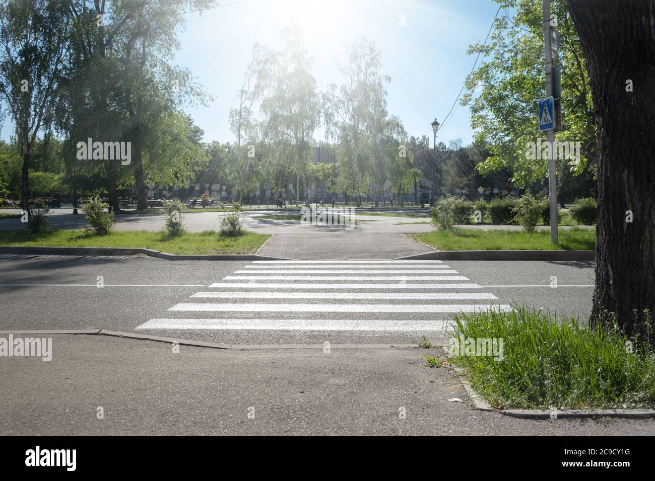 crosswalk on the road for safety when people walking cross the street ...
