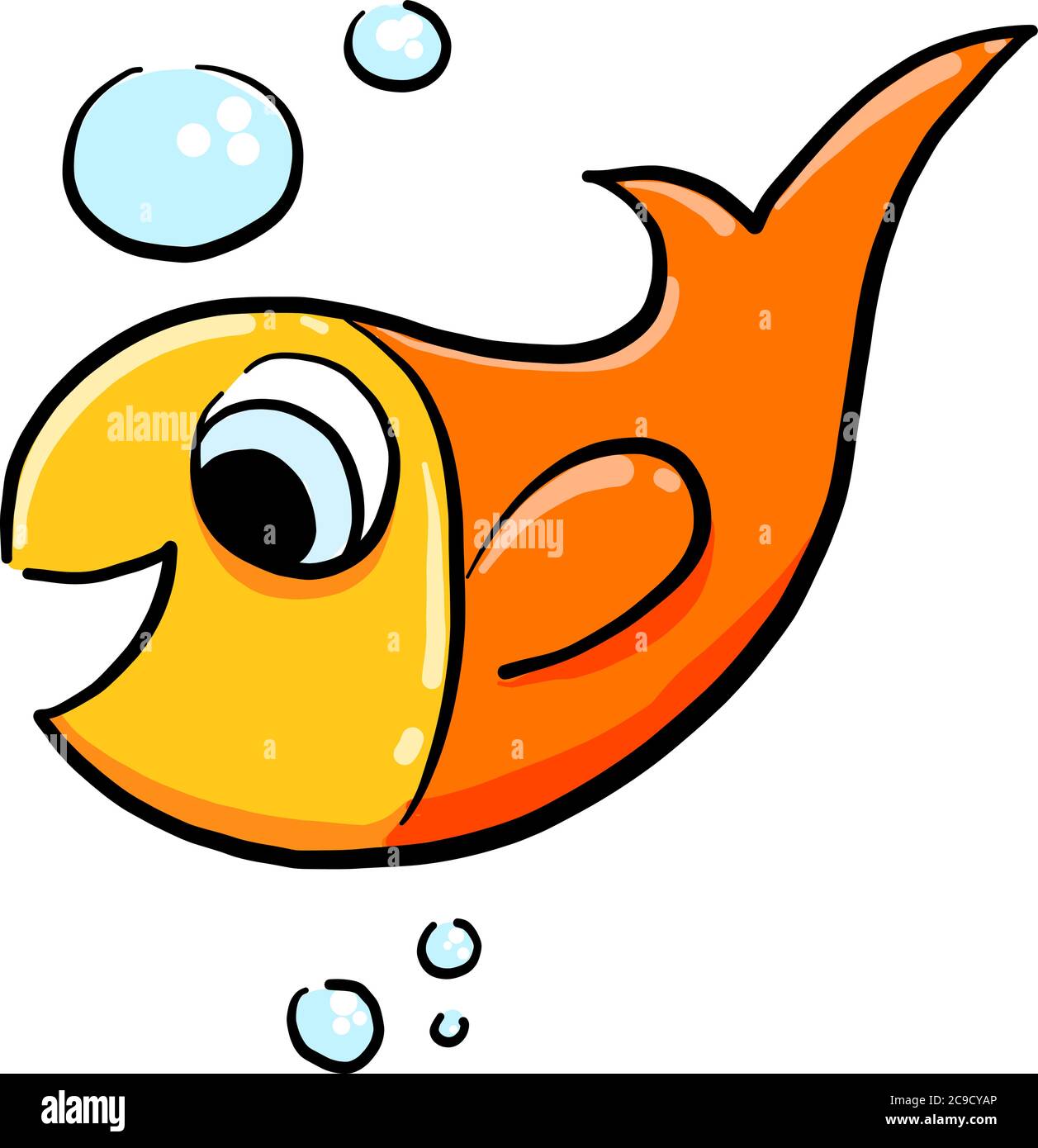 Happy orange fish, illustration, vector on white background Stock ...