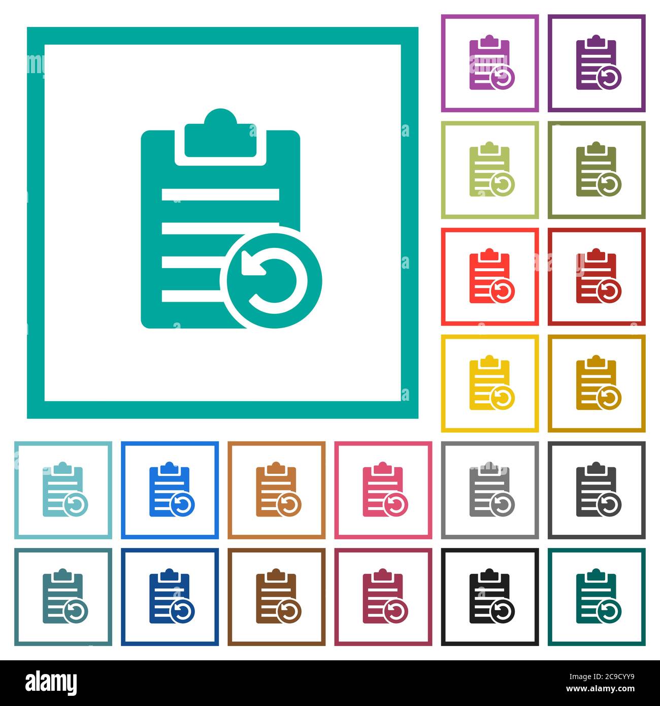 Undo note changes flat color icons with quadrant frames on white ...