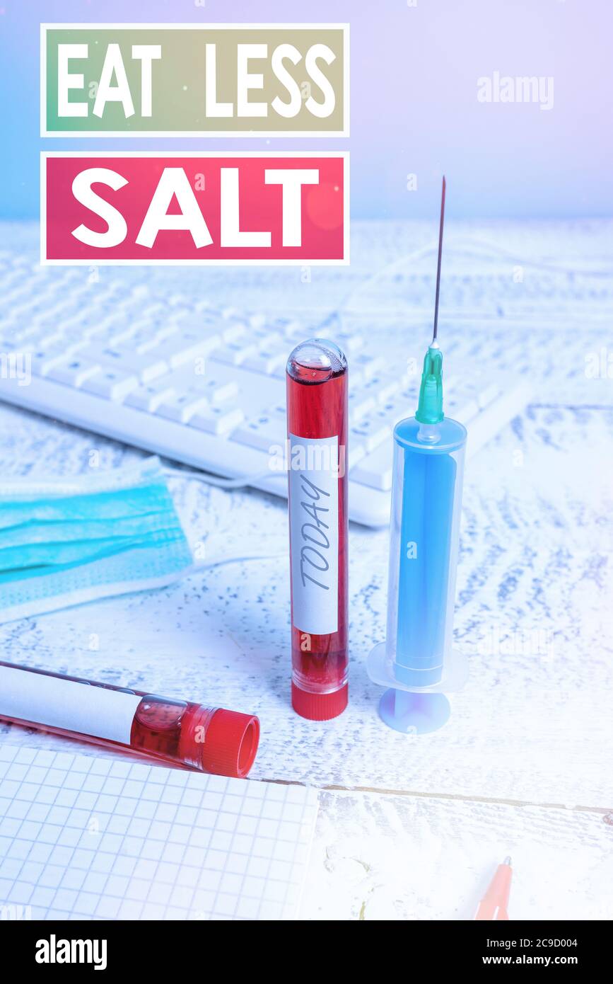 Word writing text Eat Less Salt. Business photo showcasing reducing the ...