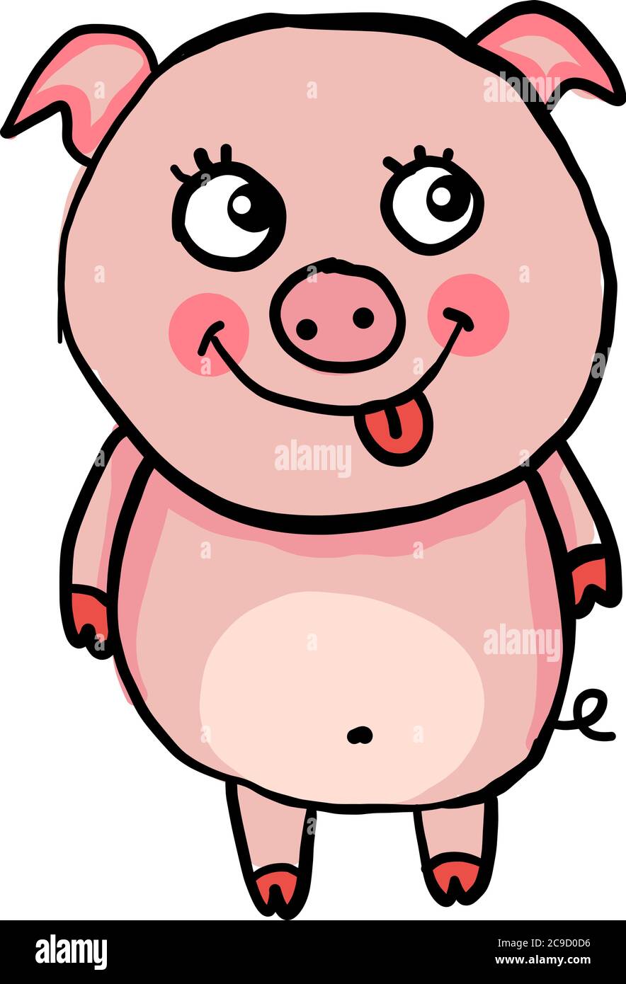 Happy little pig, illustration, vector on white background Stock Vector ...