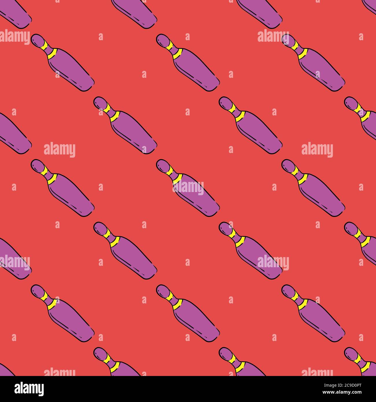 Bowling pin ,seamless pattern on red background Stock Vector Image ...