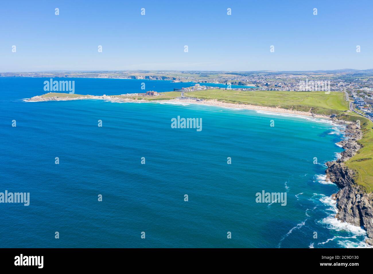 Aerial photography of Fistral Beach, Newquay, Cornwall, England Stock ...
