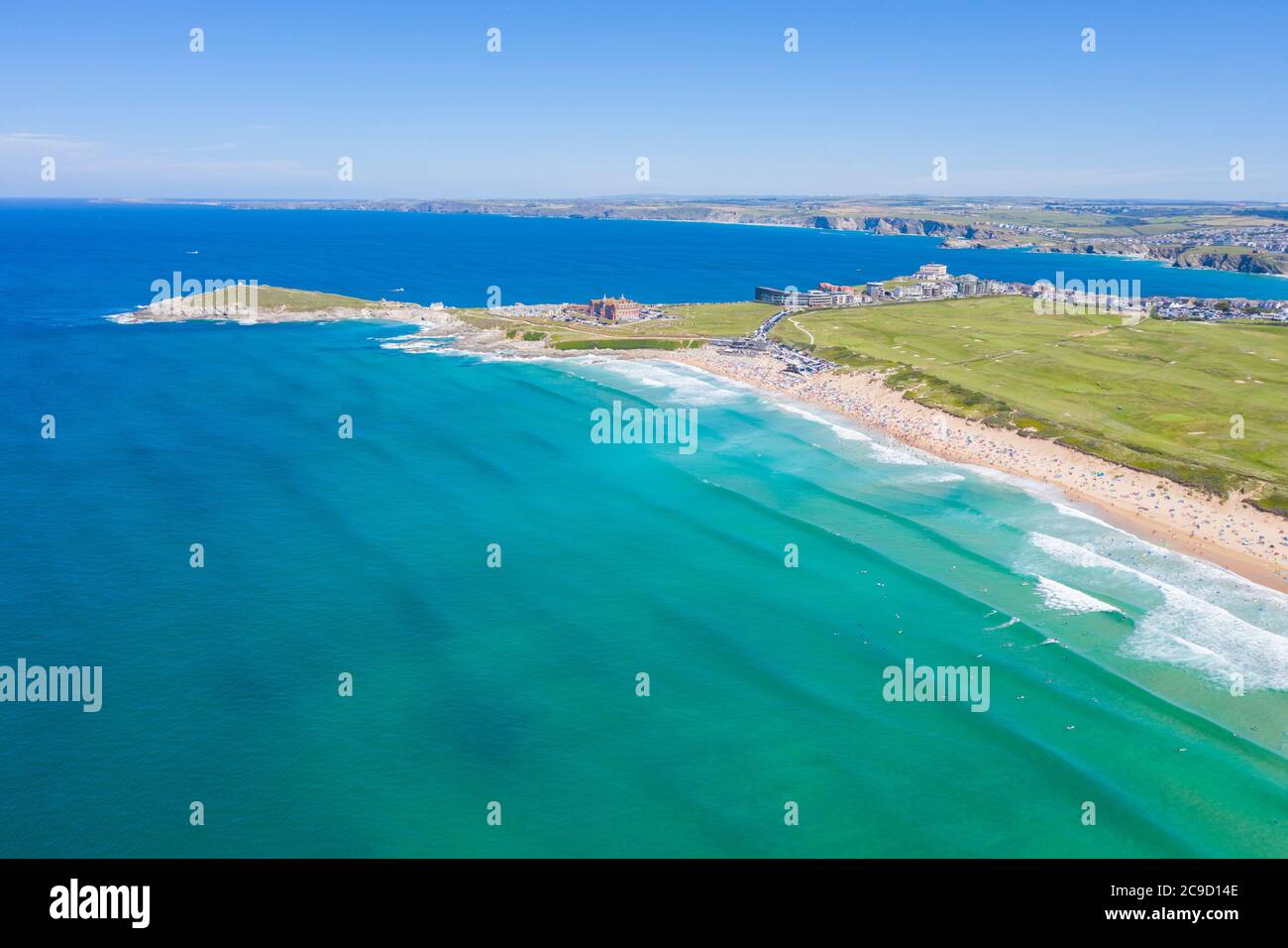 Aerial photography of Fistral Beach, Newquay, Cornwall, England Stock ...