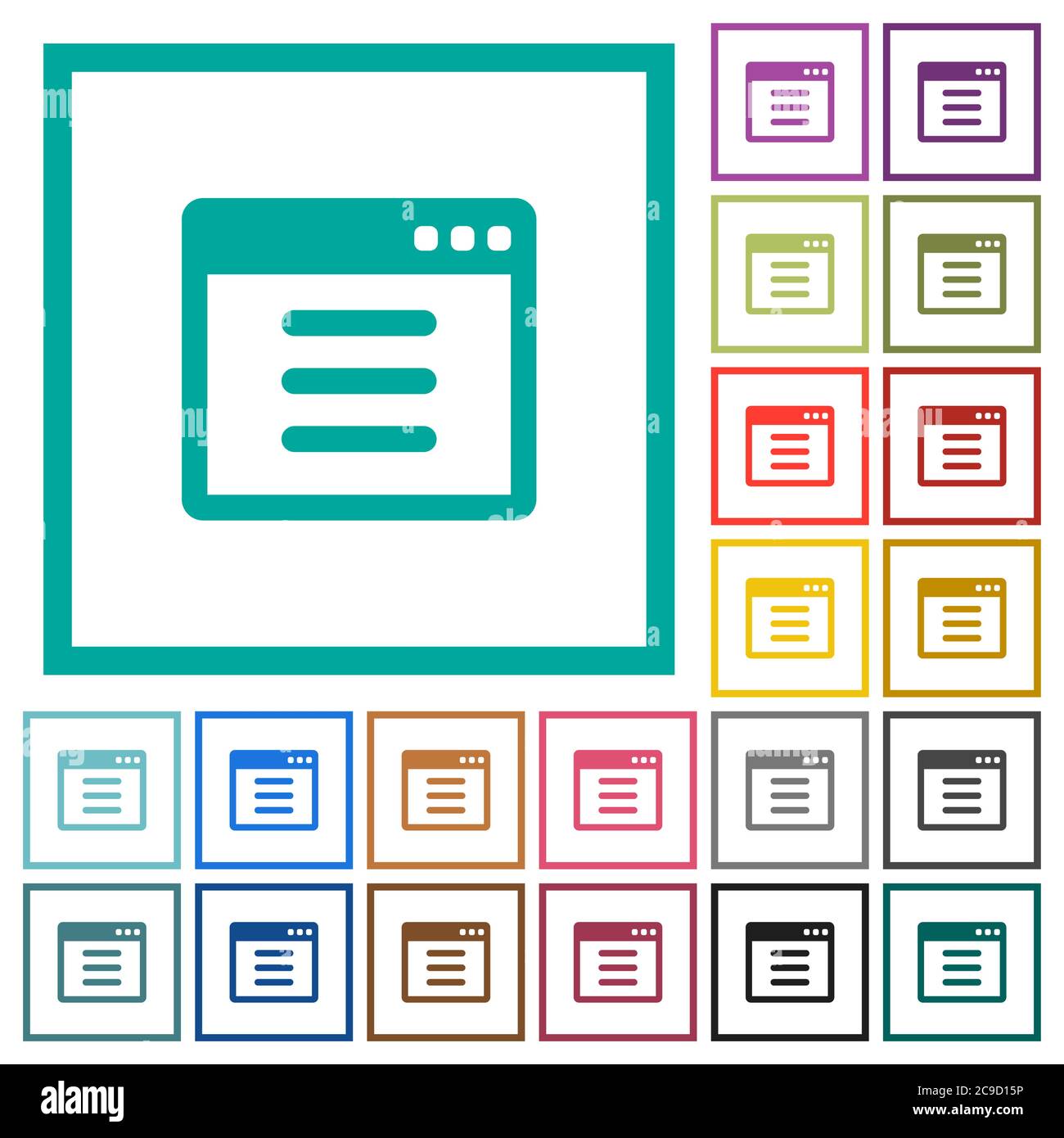 Application options flat color icons with quadrant frames on white ...