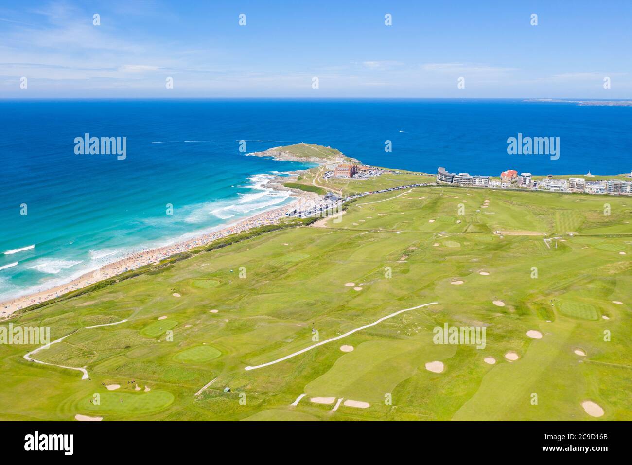 Aerial photography of Fistral Beach, Newquay, Cornwall, England Stock ...