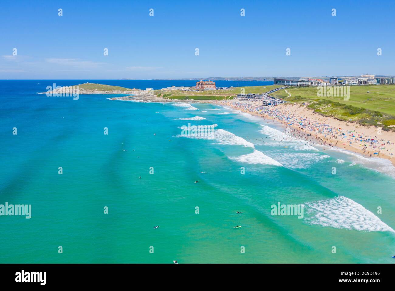 Aerial photography of Fistral Beach, Newquay, Cornwall, England Stock ...
