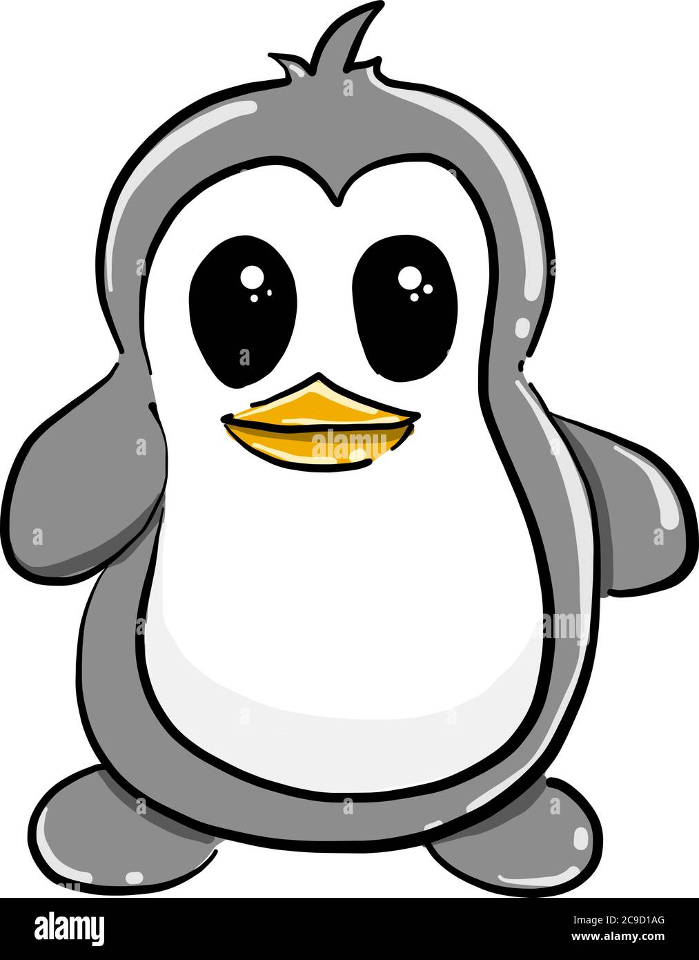 Cute grey penguin, illustration, vector on white background Stock ...