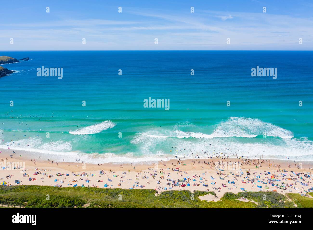 Aerial photography of Fistral Beach, Newquay, Cornwall, England Stock ...