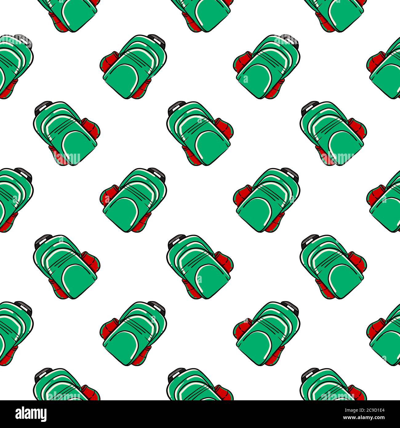 Cute green backpack ,seamless pattern on white background Stock Vector ...