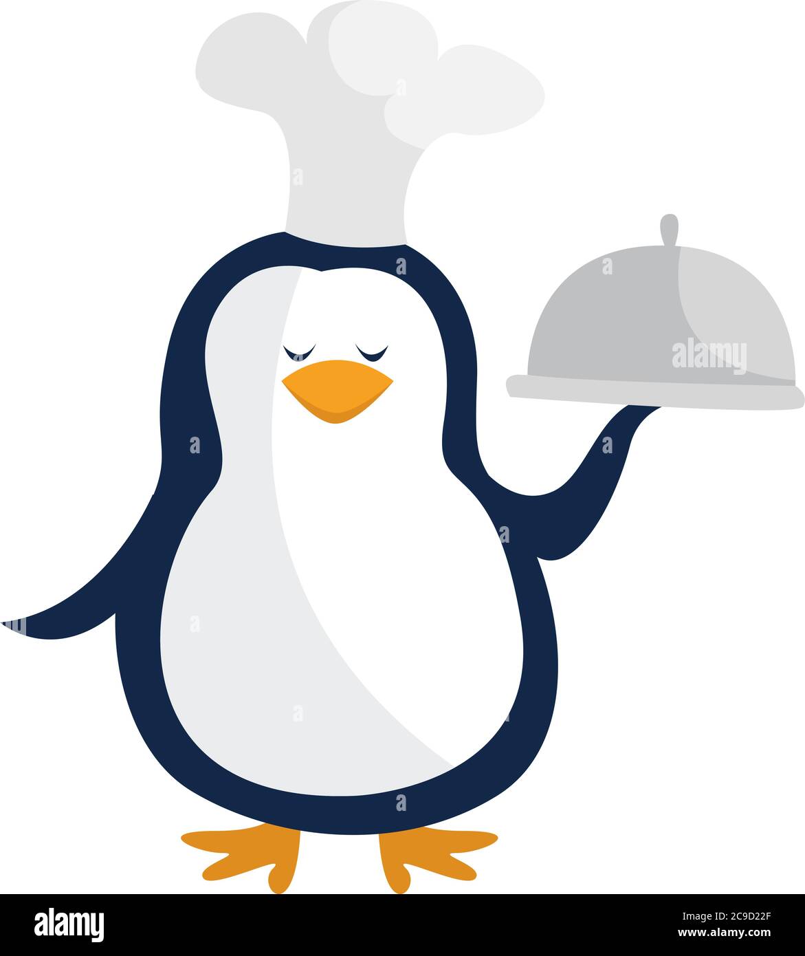 Penguin with food, illustration, vector on white background Stock ...
