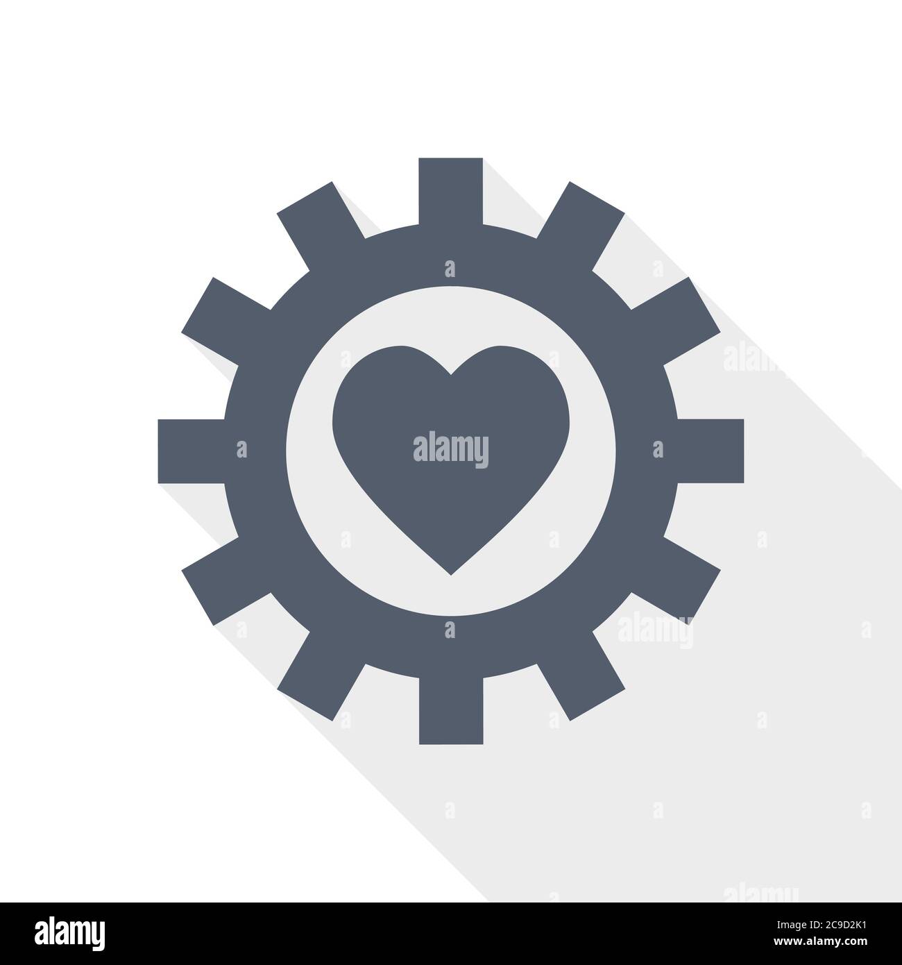 Heart in cogwheel flat design vetor icon Stock Vector Image & Art - Alamy