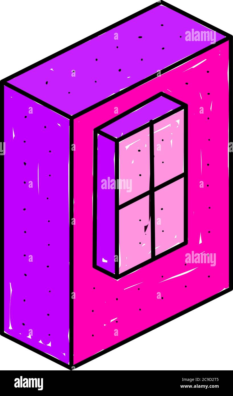 Purple isometric window, illustration, vector on white background Stock ...