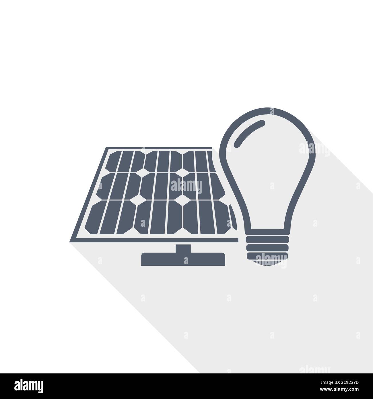 Light bulb and solar panel flat design vector icon Stock Vector Image ...
