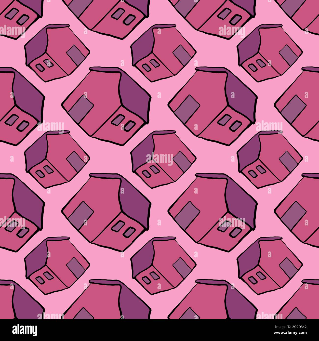 Seamless pattern houses on Stock Vector Images - Alamy