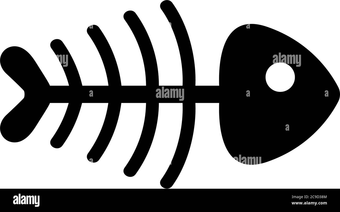 Fish Skeleton, Fishbone Fossil. Flat Vector Icon illustration. Simple ...