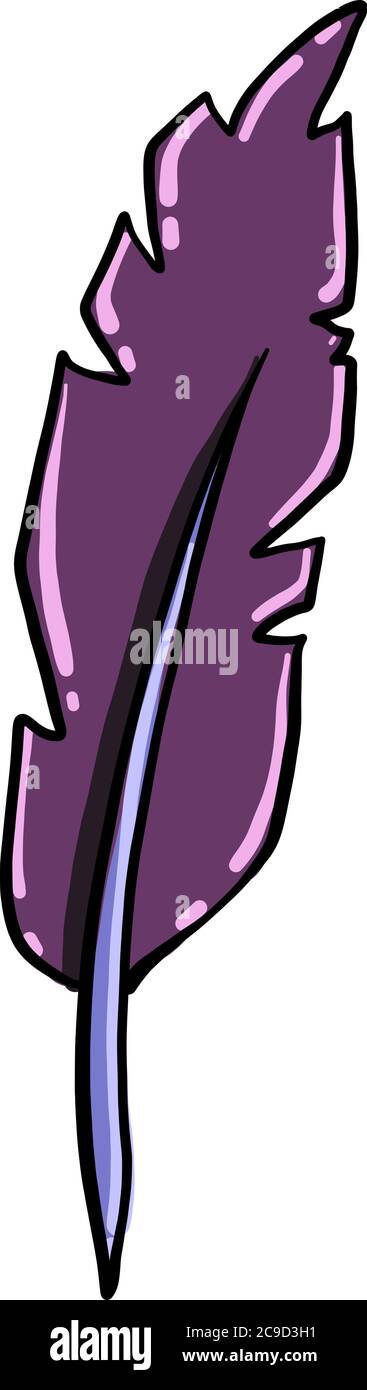 Purple feather, illustration, vector on white background Stock Vector ...