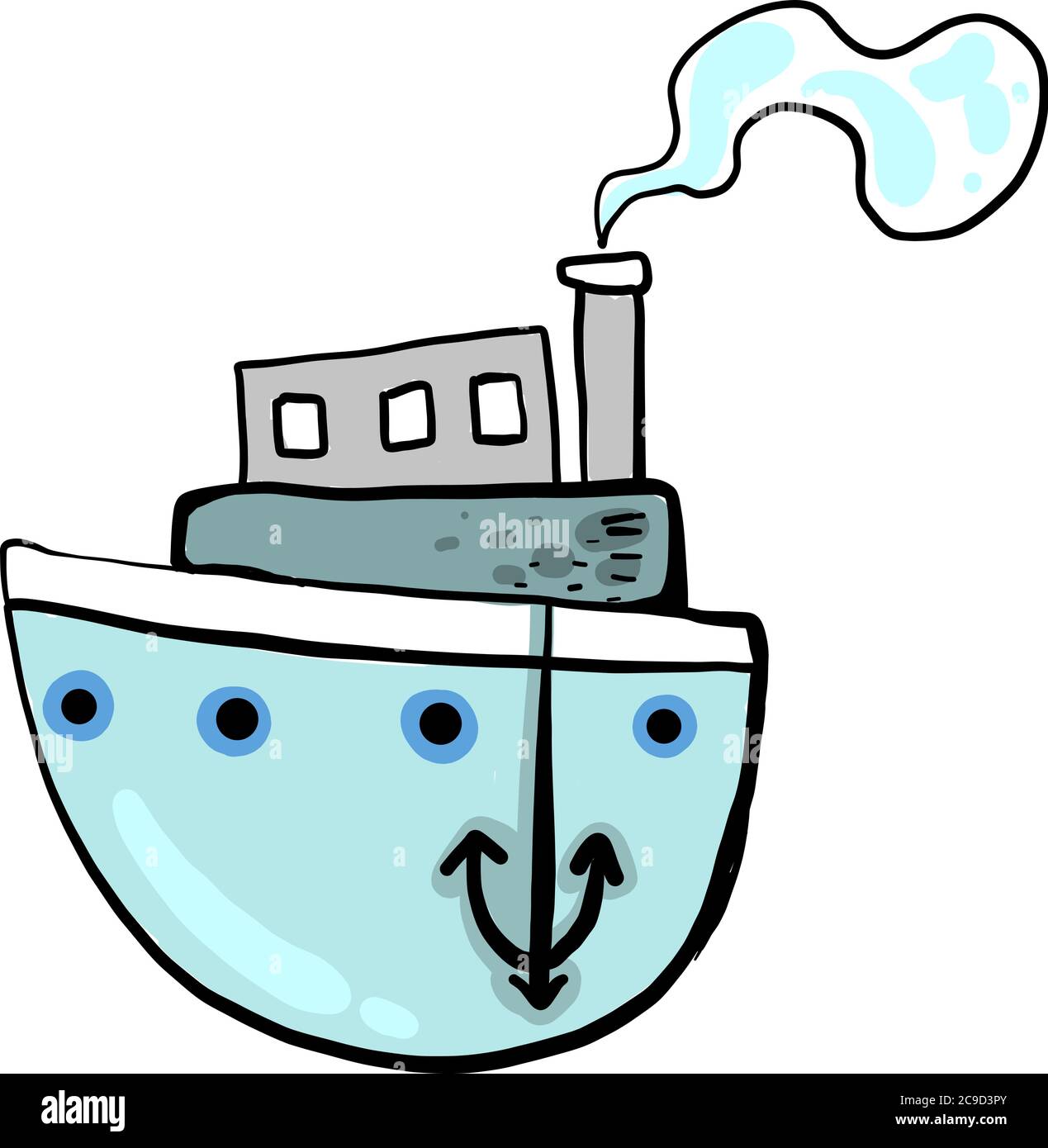 Blue ship, illustration, vector on white background Stock Vector Image ...