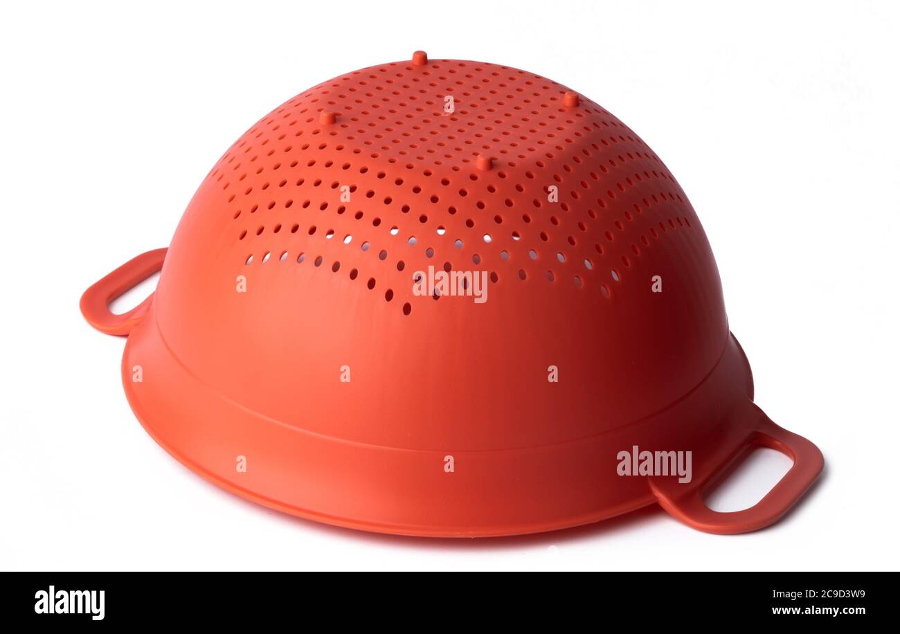 New plastic kitchen colander isolated on white Stock Photo - Alamy