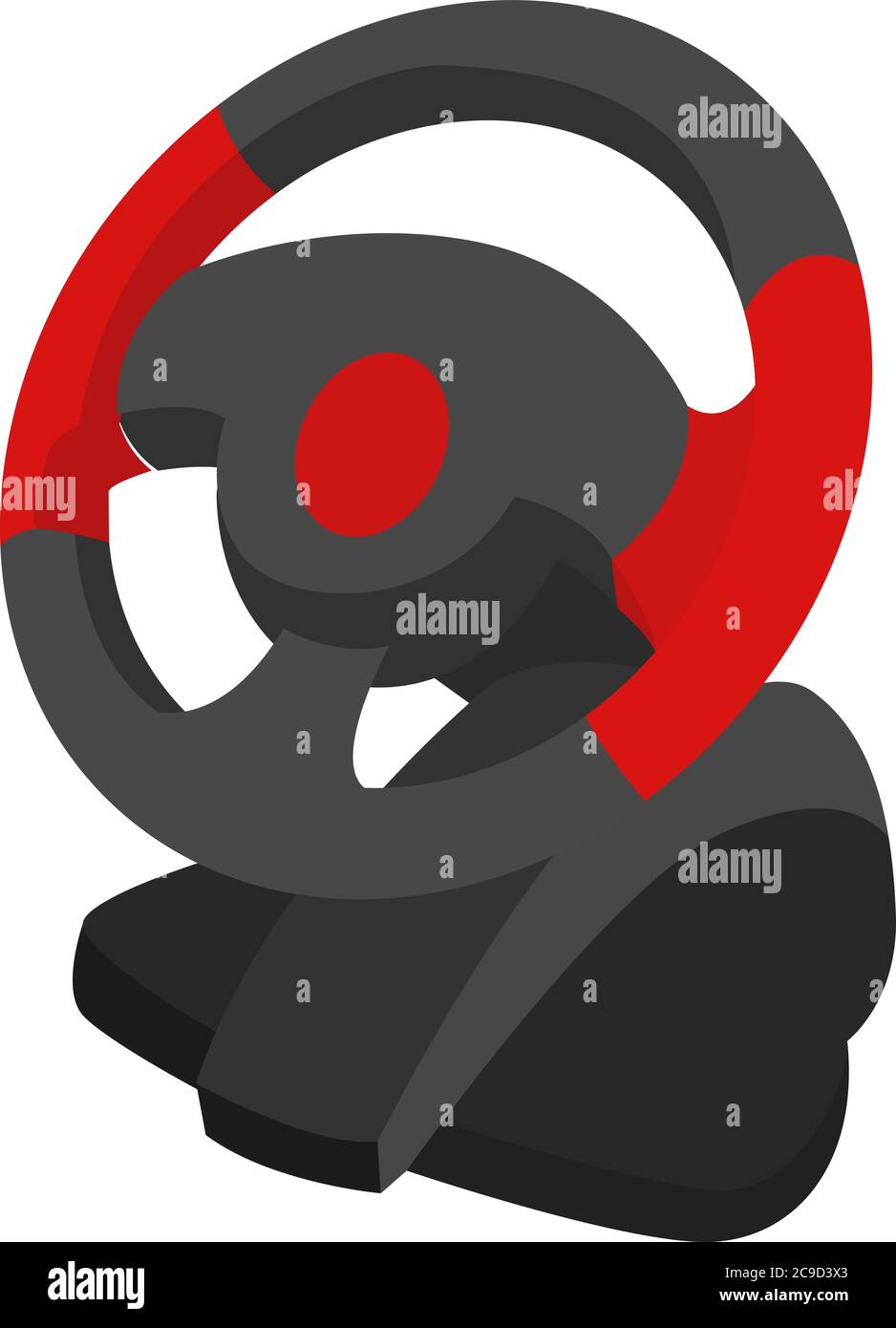 Gaming steering wheel, illustration, vector on white background Stock ...