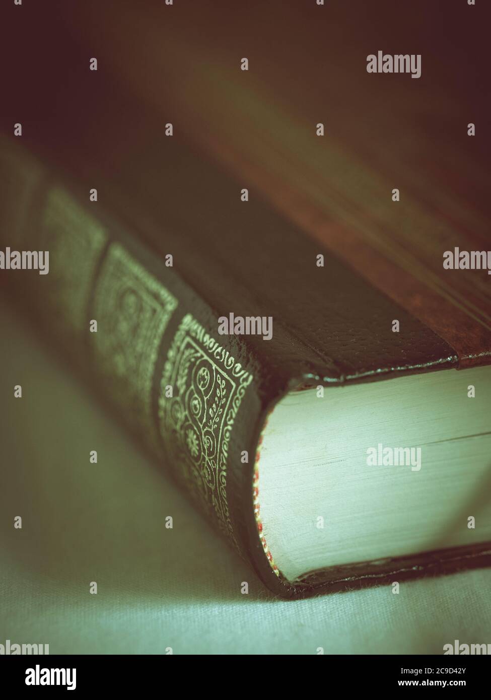 Close up of hardback patterned book spine Stock Photo - Alamy