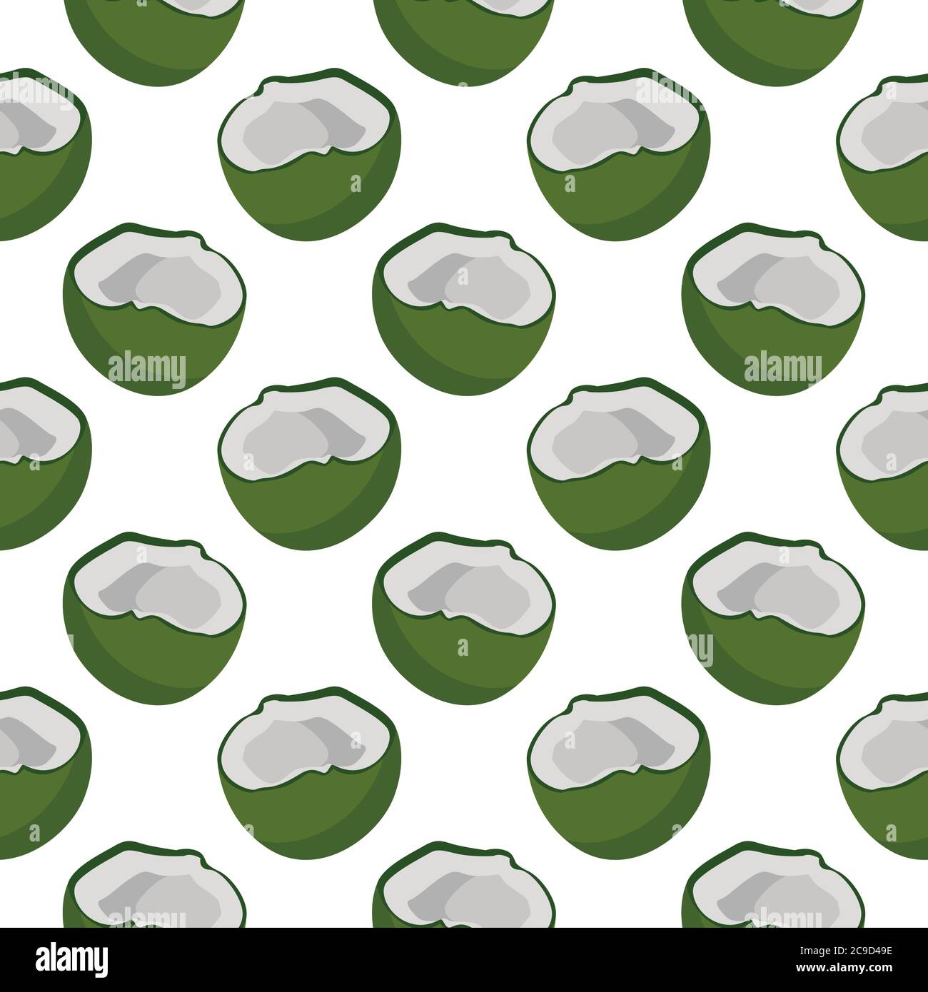 Dark green coconut ,seamless pattern on white background Stock Vector ...