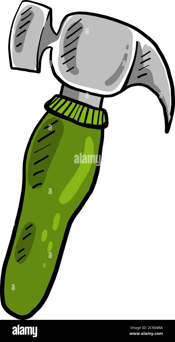 Green hammer, illustration, vector on white background Stock Vector ...