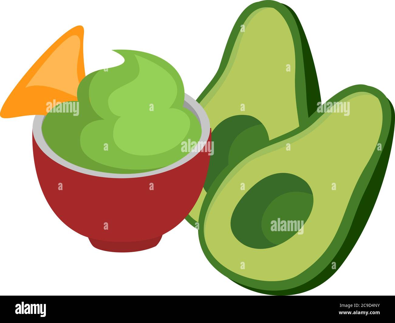 Green guacamole, illustration, vector on white background Stock Vector ...