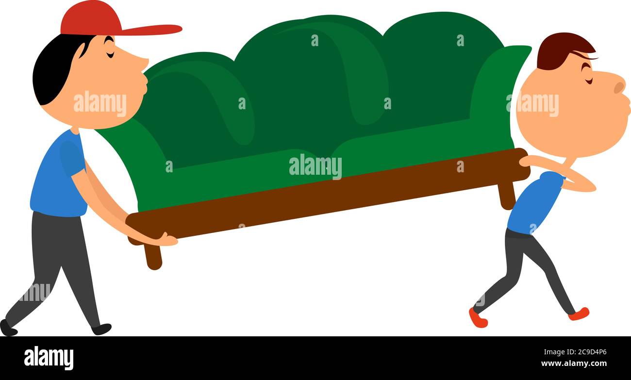 Furniture transportation, illustration, vector on white background ...
