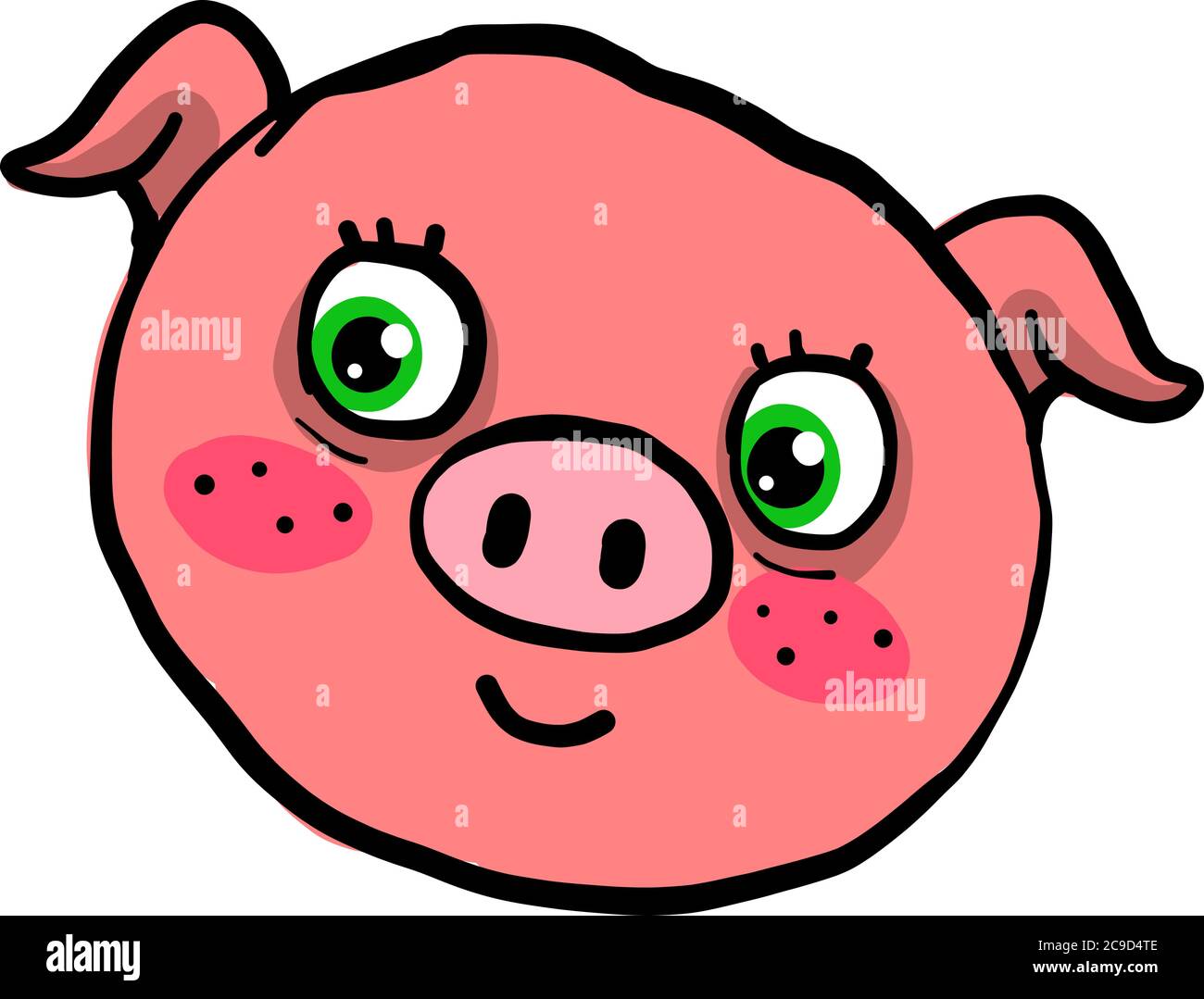 Happy pig, illustration, vector on white background Stock Vector Image ...
