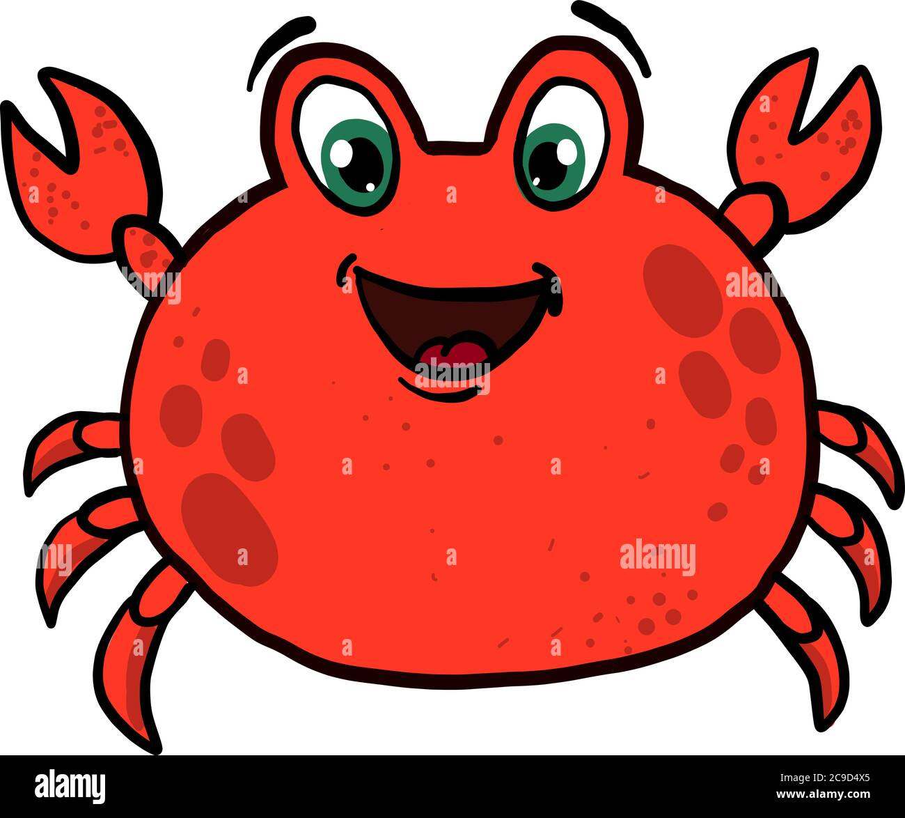 Happy crab, illustration, vector on white background Stock Vector Image ...
