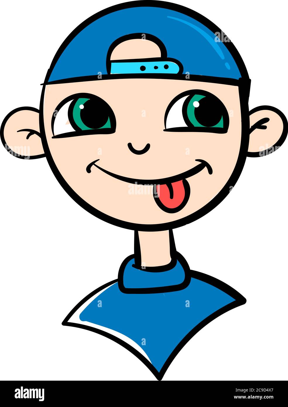Boy with blue hat, illustration, vector on white background Stock ...