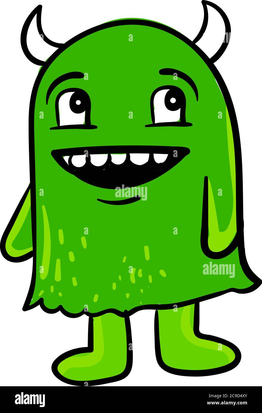 Green monster, illustration, vector on white background Stock Vector ...
