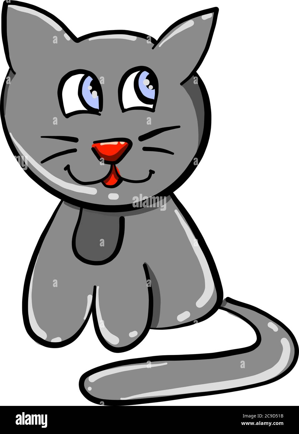Grey cat, illustration, vector on white background Stock Vector Image ...