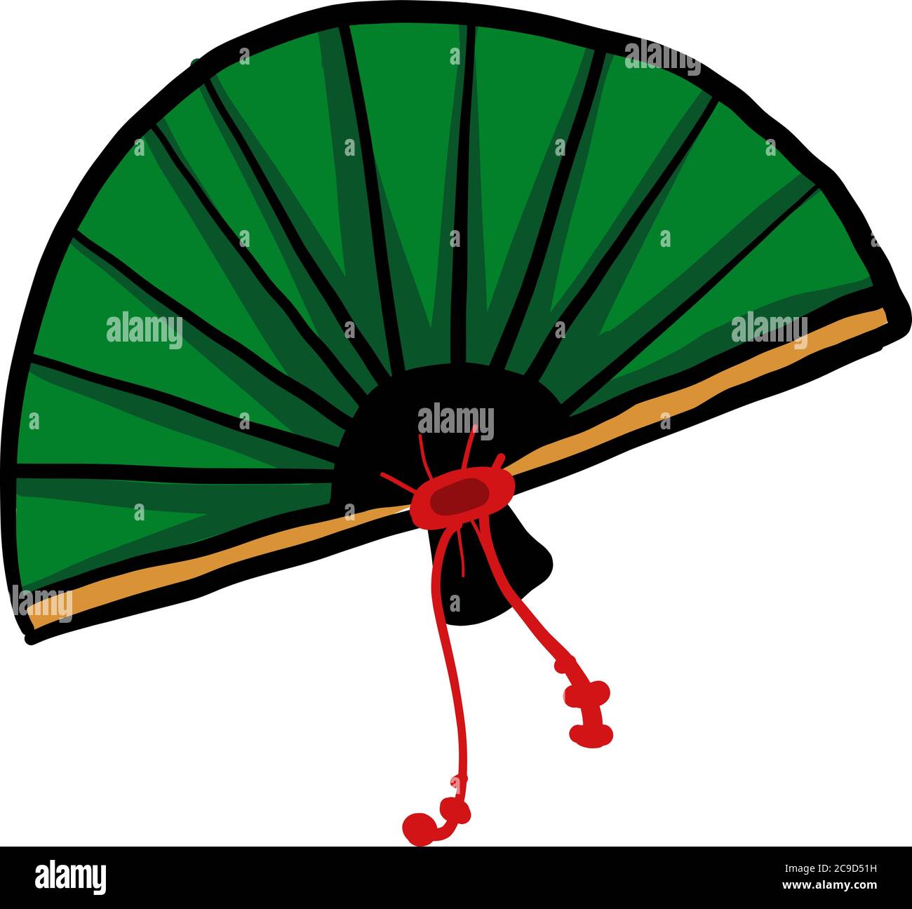 Green fan, illustration, vector on white background Stock Vector Image ...